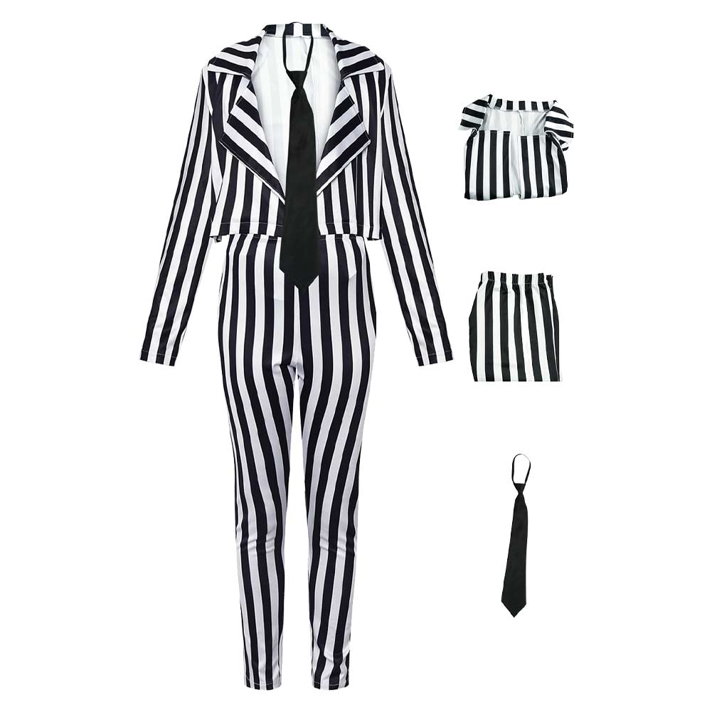 Beetlejuice:Black and white vertical stripe suit Cosplay Costume ...