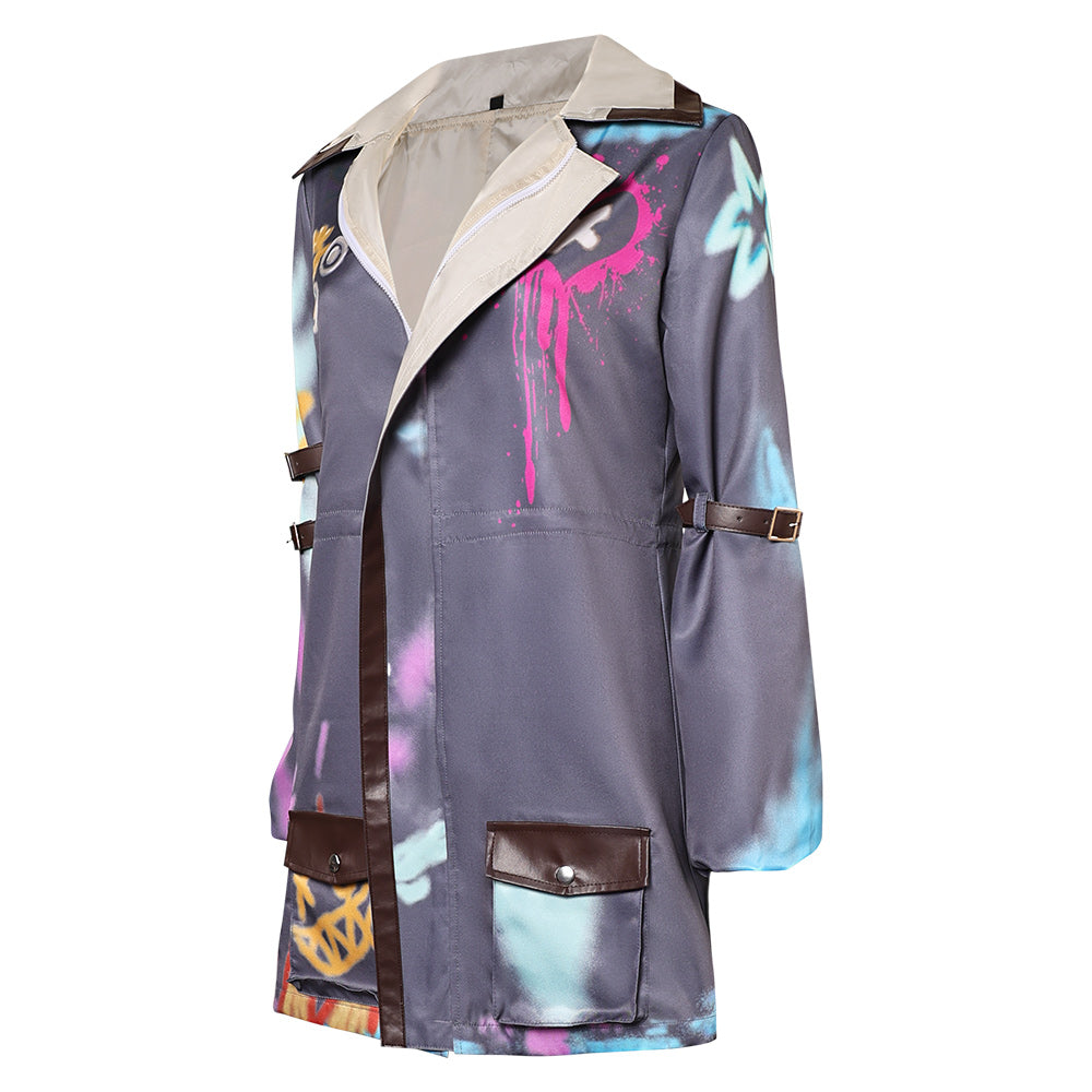Jinx-League of Legends:Arcane Jinx Pink Graffiti Coat Cosplay Costume ...