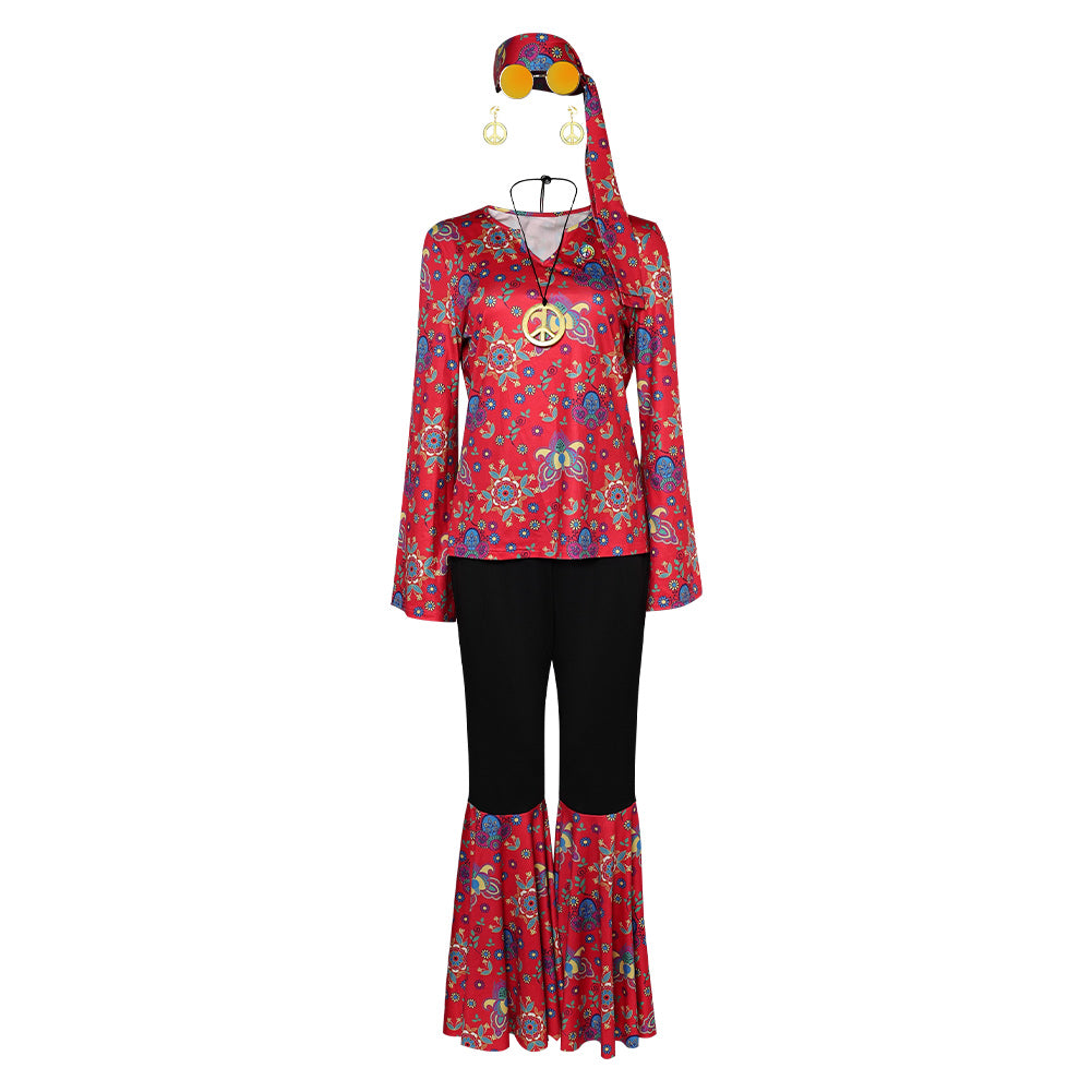 70s 80s Costume: Retro Hippy 70s Cosplay Costume Outfits Halloween Suit