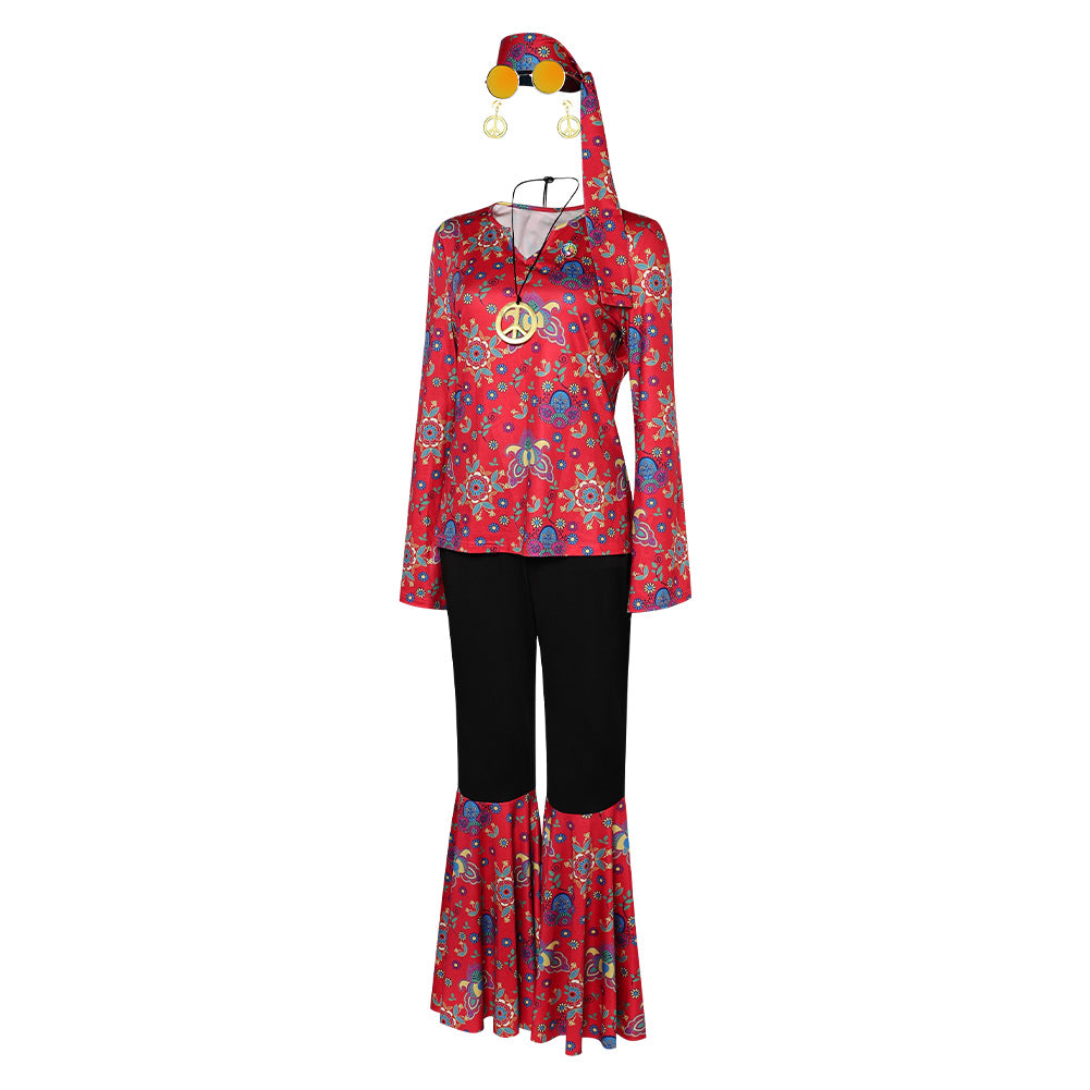 70s 80s Costume: Retro Hippy 70s Cosplay Costume Outfits Halloween Suit
