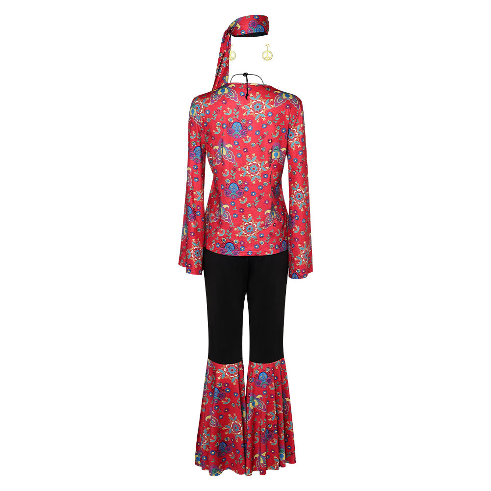 70s 80s Costume: Retro Hippy 70s Cosplay Costume Outfits Halloween Suit