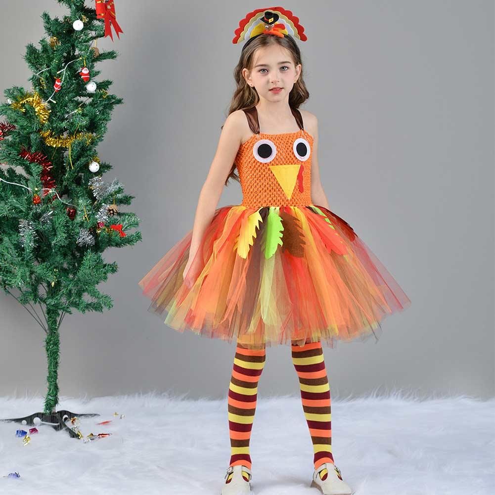 Kid Thanksgiving Costume:Turkey Girl Tutu Dress Animal Cosplay Costume ...