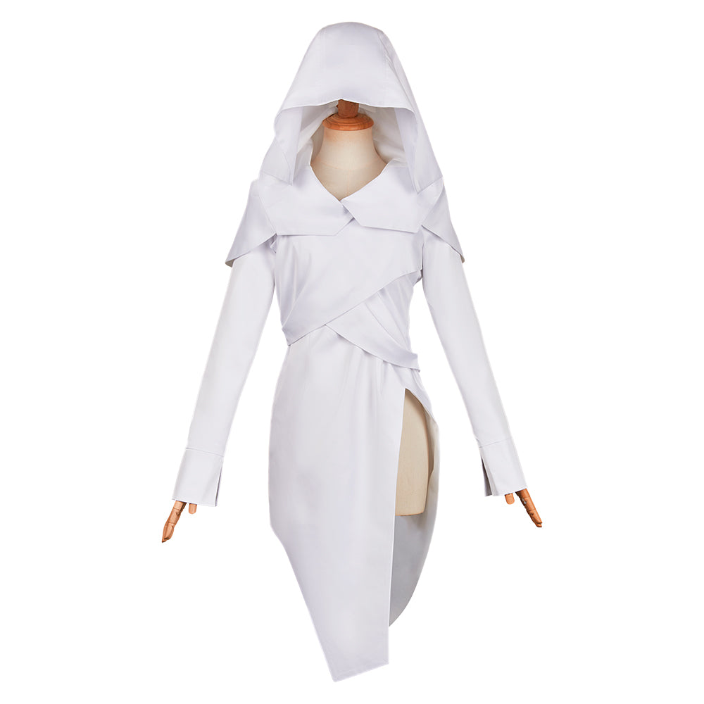Mel League of Legends:Arcane Mel Hood White Slit Dress LoL Cosplay ...