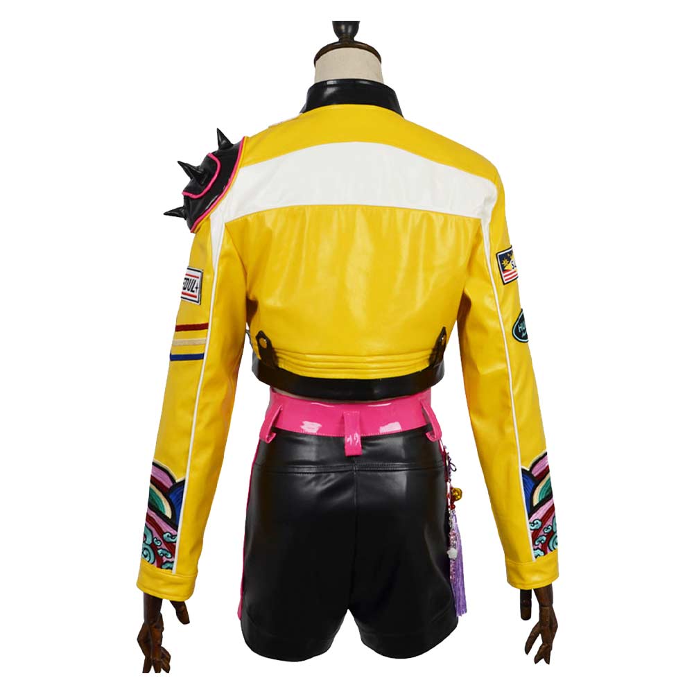 Kpop Demon Hunters Costume Rumi Cosplay Yellow Jacket Black Short Set ...