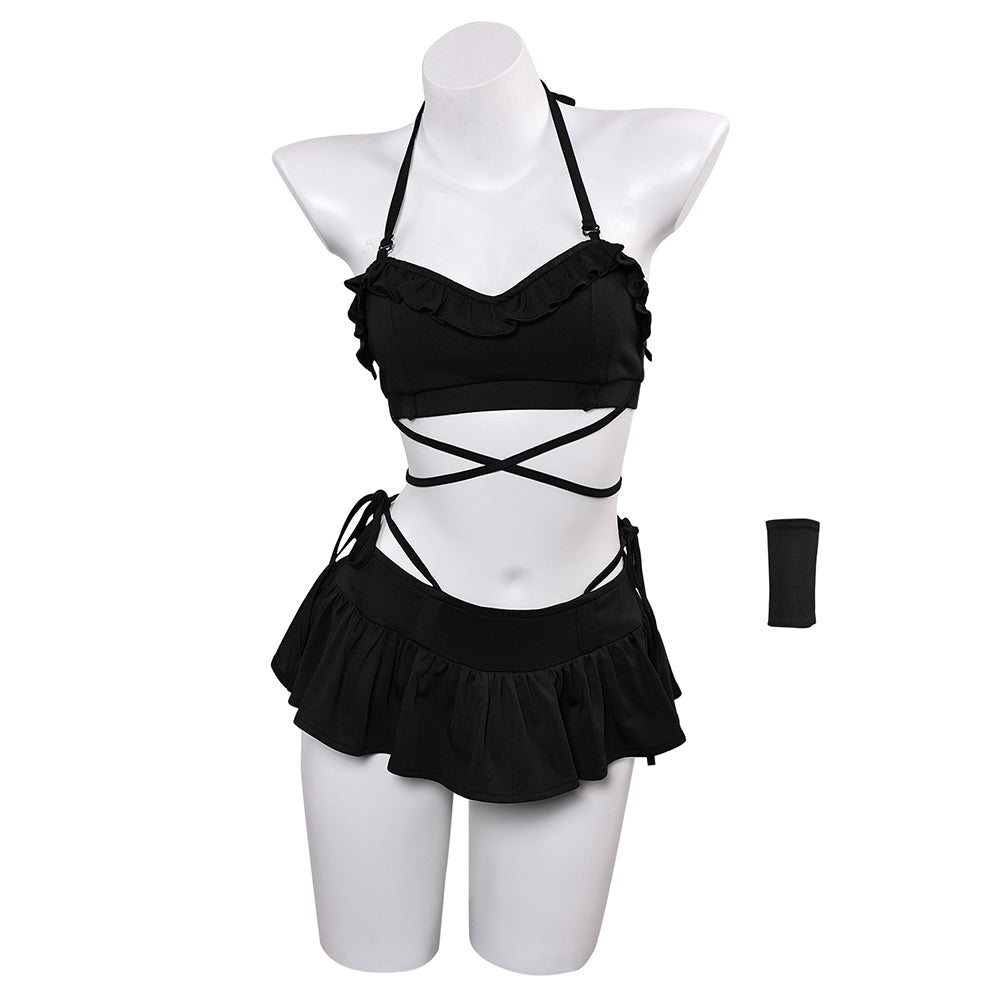 Final Fantasy Tifa Lockhart Cosplay Female Black Swimsuit Costume ...