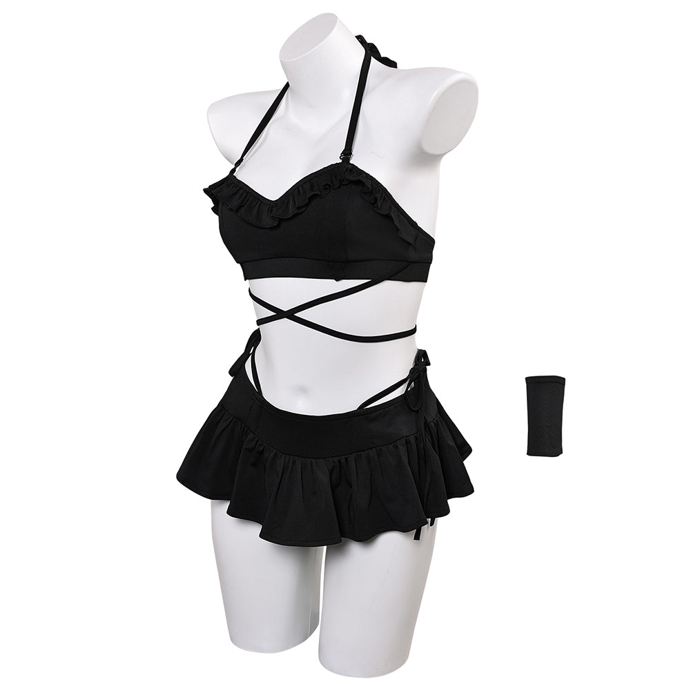 Final Fantasy Tifa Lockhart Cosplay Female Black Swimsuit Costume ...