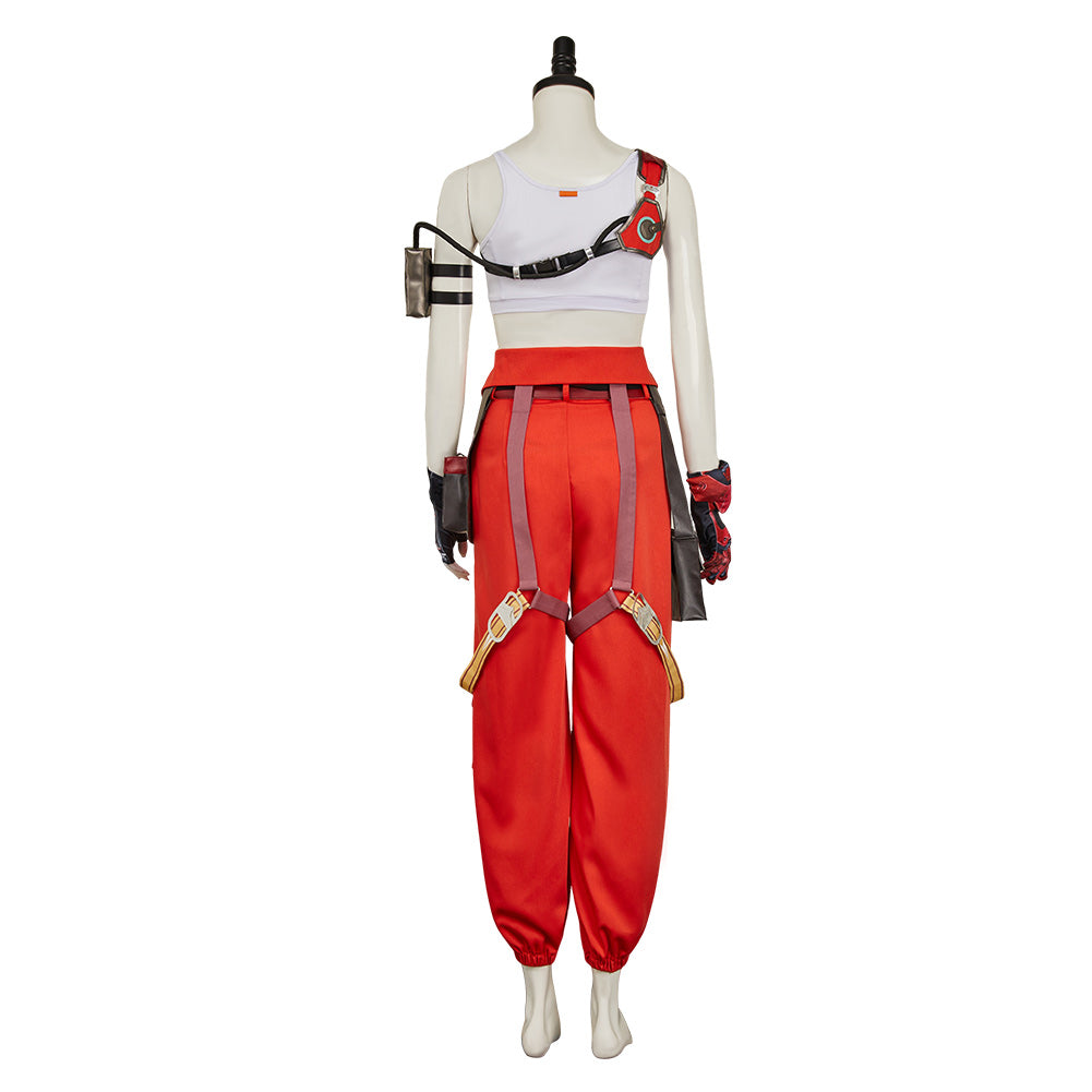 FragPunk nitro Cosplay Costume Female White Top Red Pant Suit Halloween ...