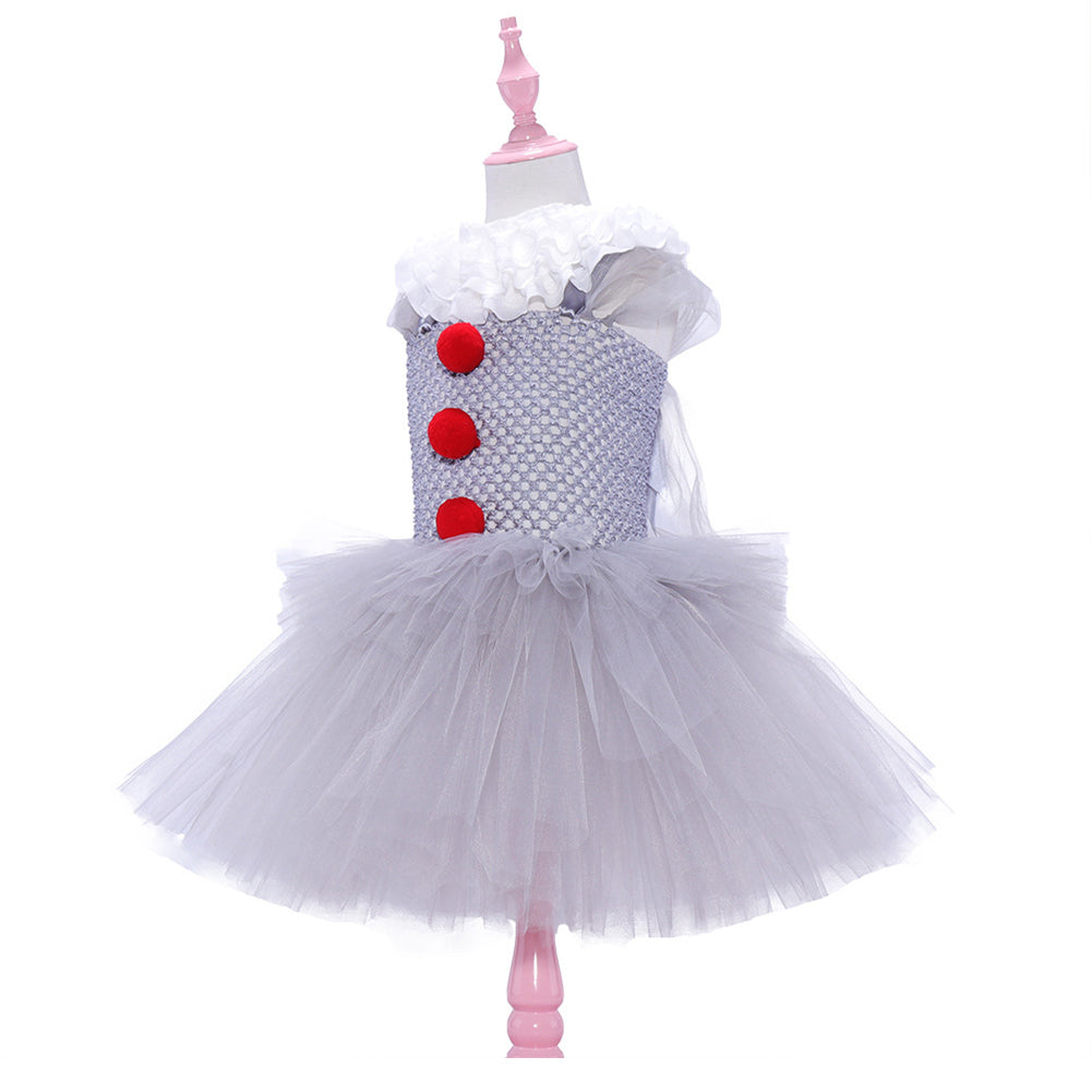 Kids Girls Stephen King It Pennywise Cosplay Costume Tutu Dress Suit