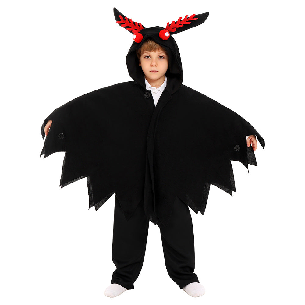 Mothman Kids Elf Cosplay Costume Black Outfits Halloween Suit