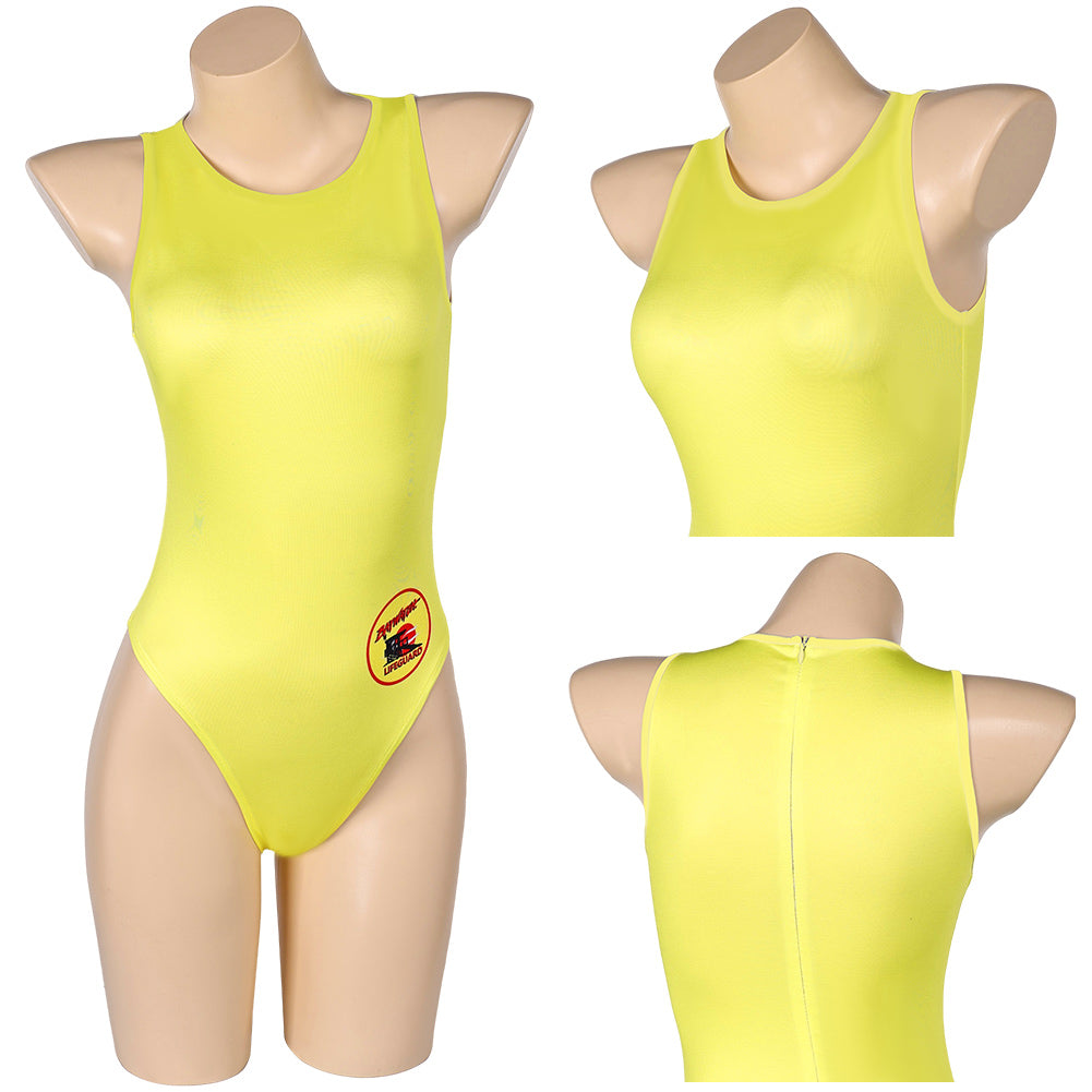 Baywatch:Yellow Female Swimwear Cosplay Costume Swimming Suit Halloween ...