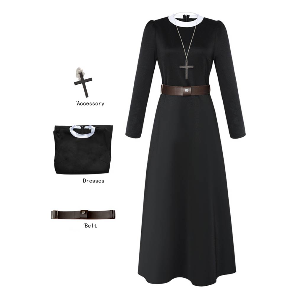 The Conjuring: Nun Black Dress Cosplay Costume Outfits Halloween Suit