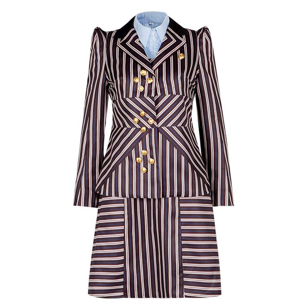 Elphaba Cosplay Costume For Adult Female Black Stripe Dress Halloween ...