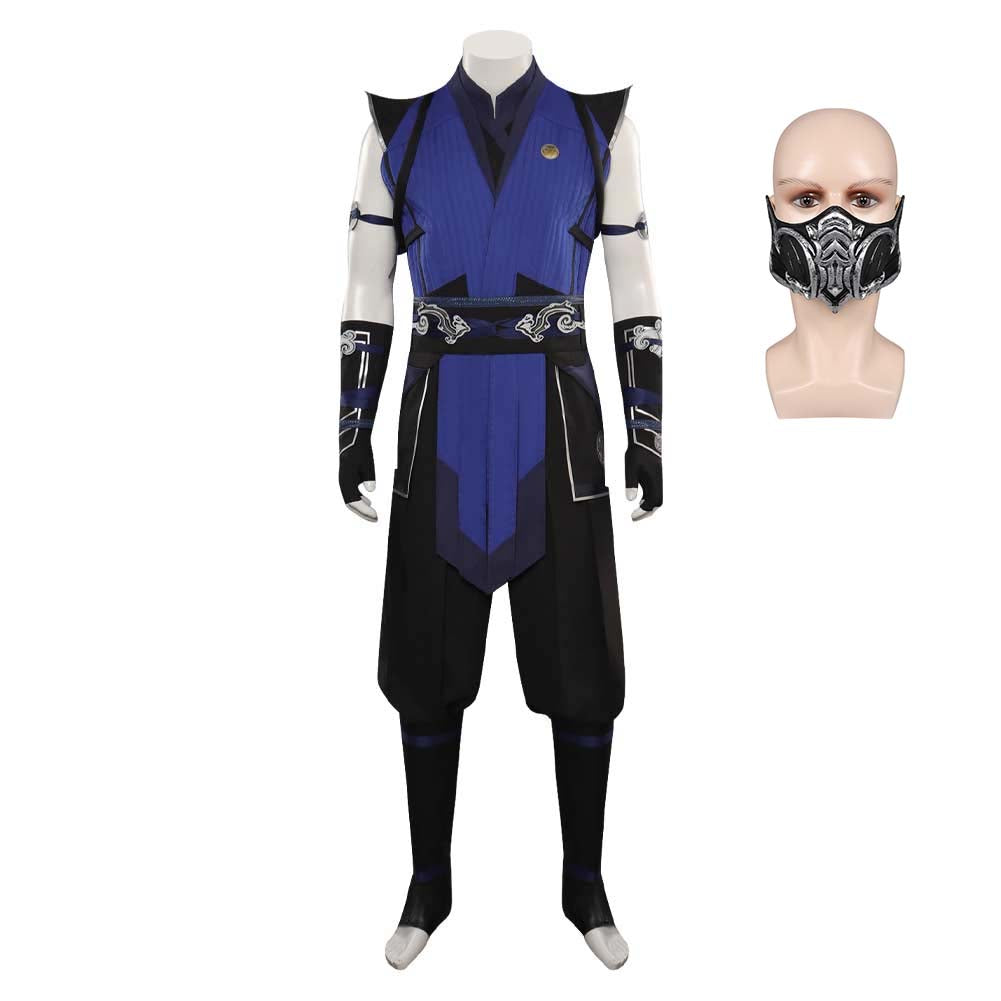 Mortal Kombat Costume Sub-Zero Blue Top Pants Mask Full Cosplay ...