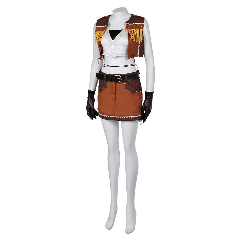 Tifa-Final Fantasy: Costume Tifa Lockhart Women Brown Suit Halloween ...