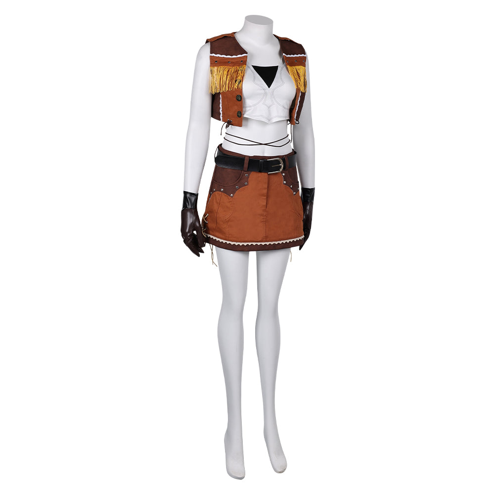 Tifa-Final Fantasy: Costume Tifa Lockhart Women Brown Suit Halloween ...